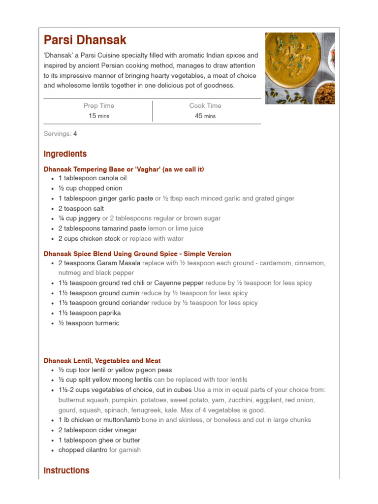 Parsi Dhansak - Simply Bhonu | PDF | Indian Cuisine | Foods