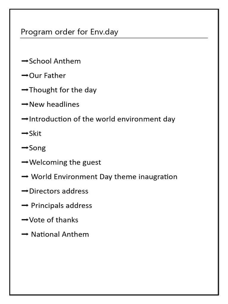 Program Order For Environment Day | PDF
