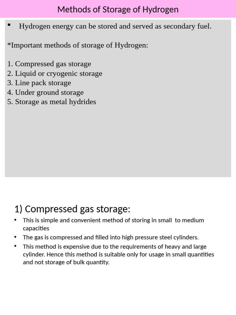 Res Module 3 Class 5-Method of Storage of Hydrogen Energy | PDF ...
