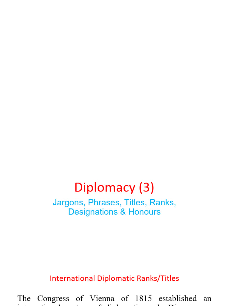 International Diplomatic Ranks Explained | PDF | Diplomatic Rank ...