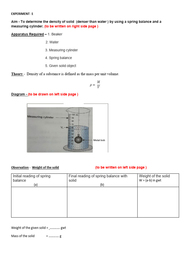 Exp 1 Phy Class 9 | PDF