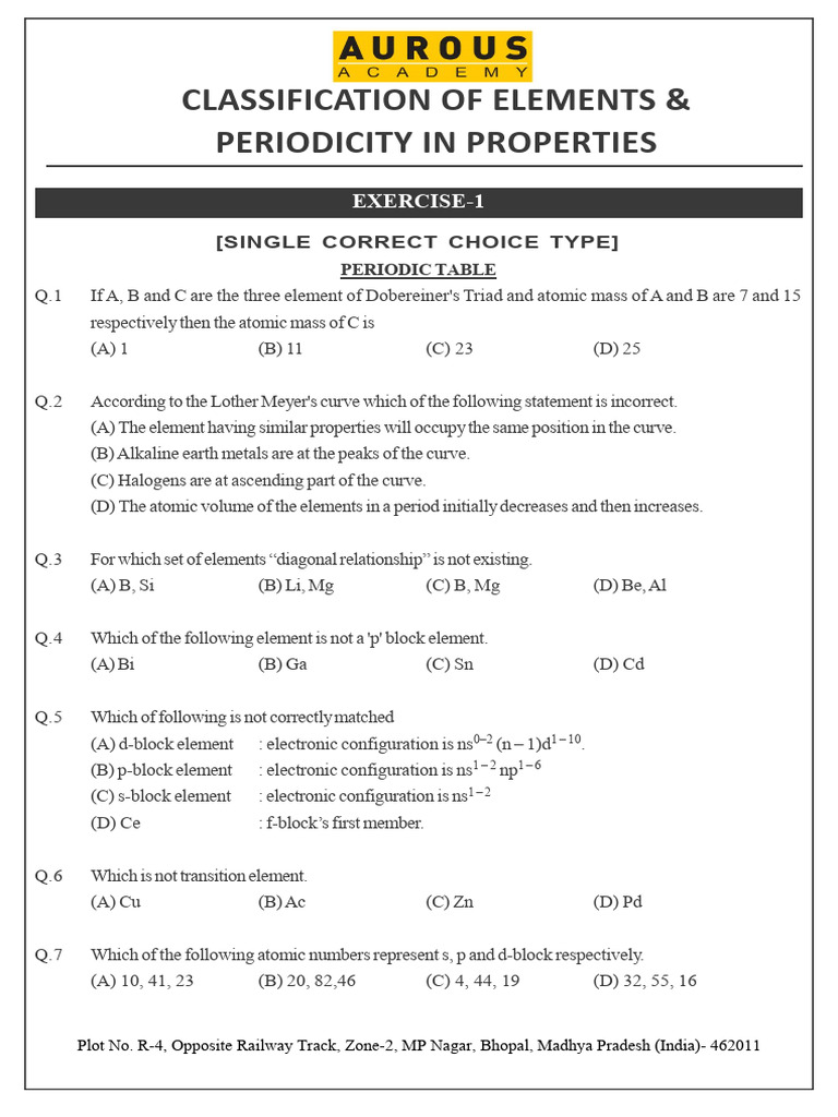 Periodic Table Elements and Their Properties | PDF | Periodic Table ...
