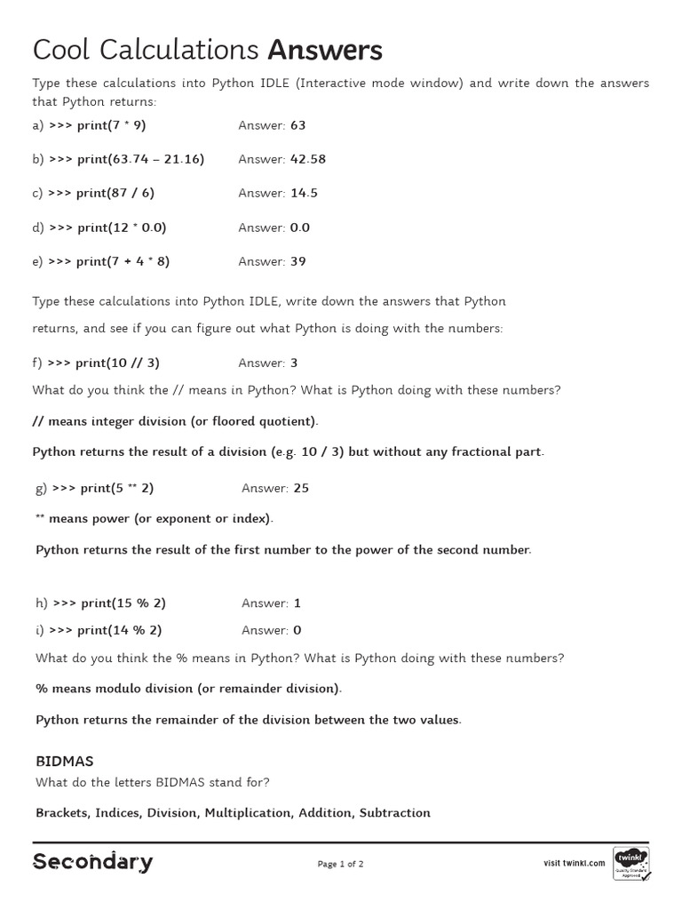 Cool Calculations Answers | PDF | Division (Mathematics) | Numbers
