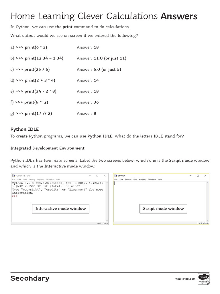 Clever Calculations Home Learning Answers | PDF
