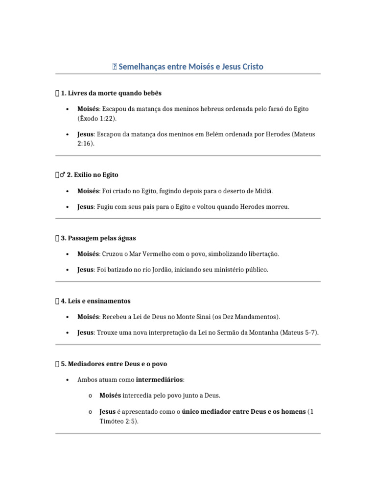 Semelhanças entre Moisés e Jesus | PDF