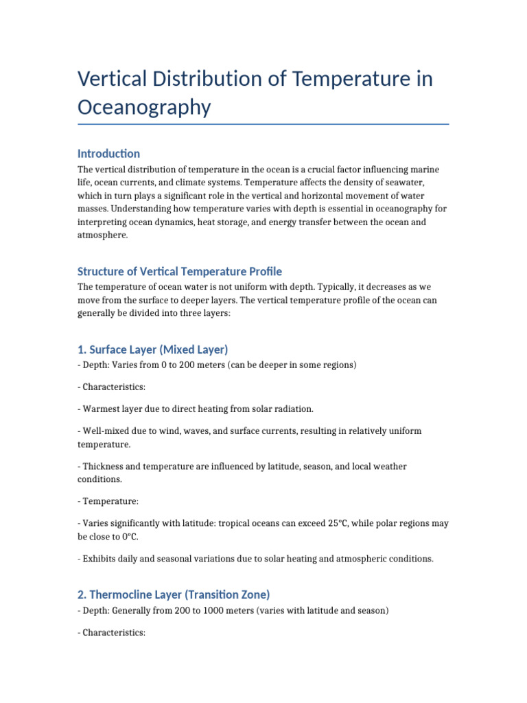 Vertical Distribution of Temperature | PDF | Oceans | Earth Sciences