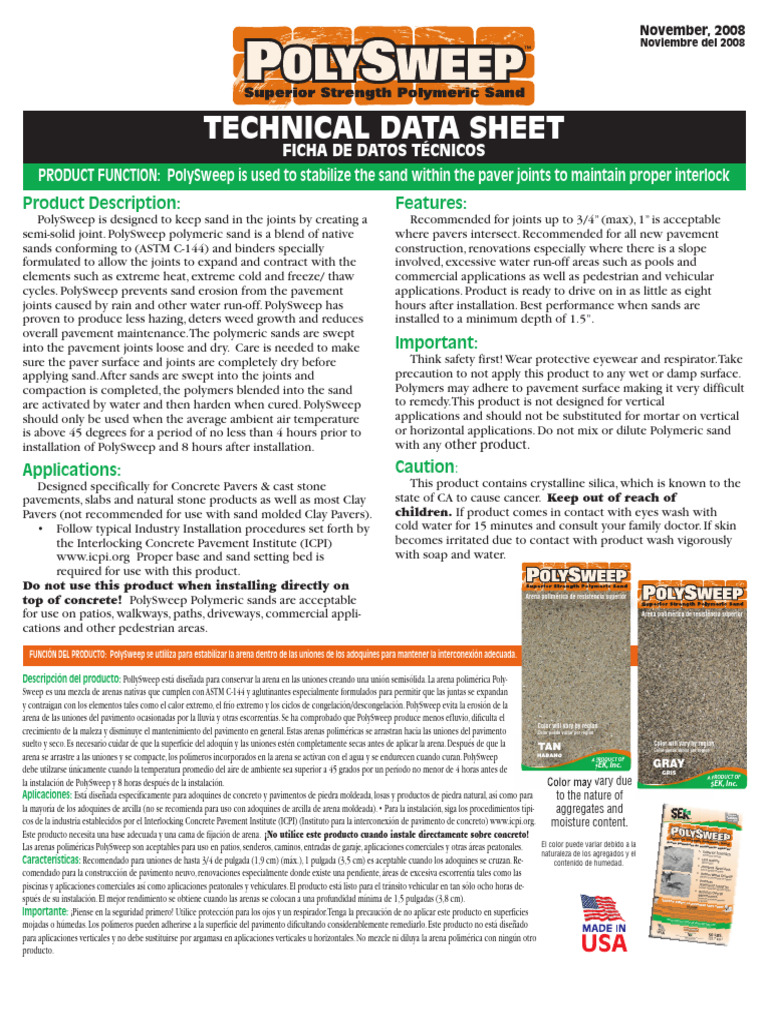 Polysweep Sand TechSheet | PDF | Hormigón | Paleta