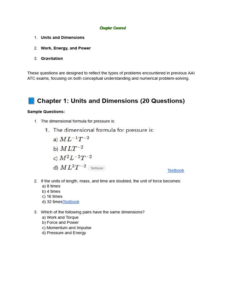 Personalized Set of 20 Multiple-Choice Questions For Aai Atc Physics | PDF | Nature | Physics