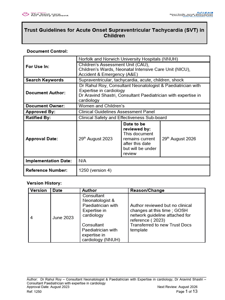 SVT Acute onset in children | PDF | Cardiology | Cardiac Electrophysiology