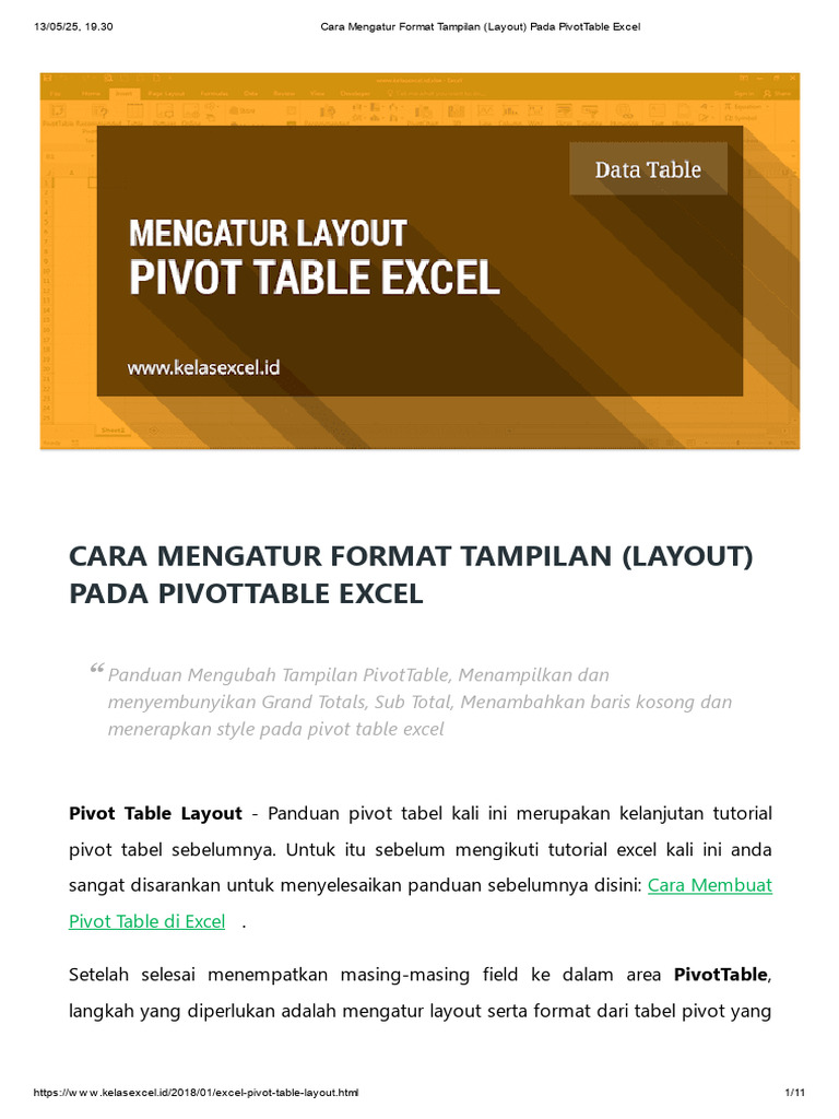 Atur Layout PivotTable Excel dengan Mudah | PDF