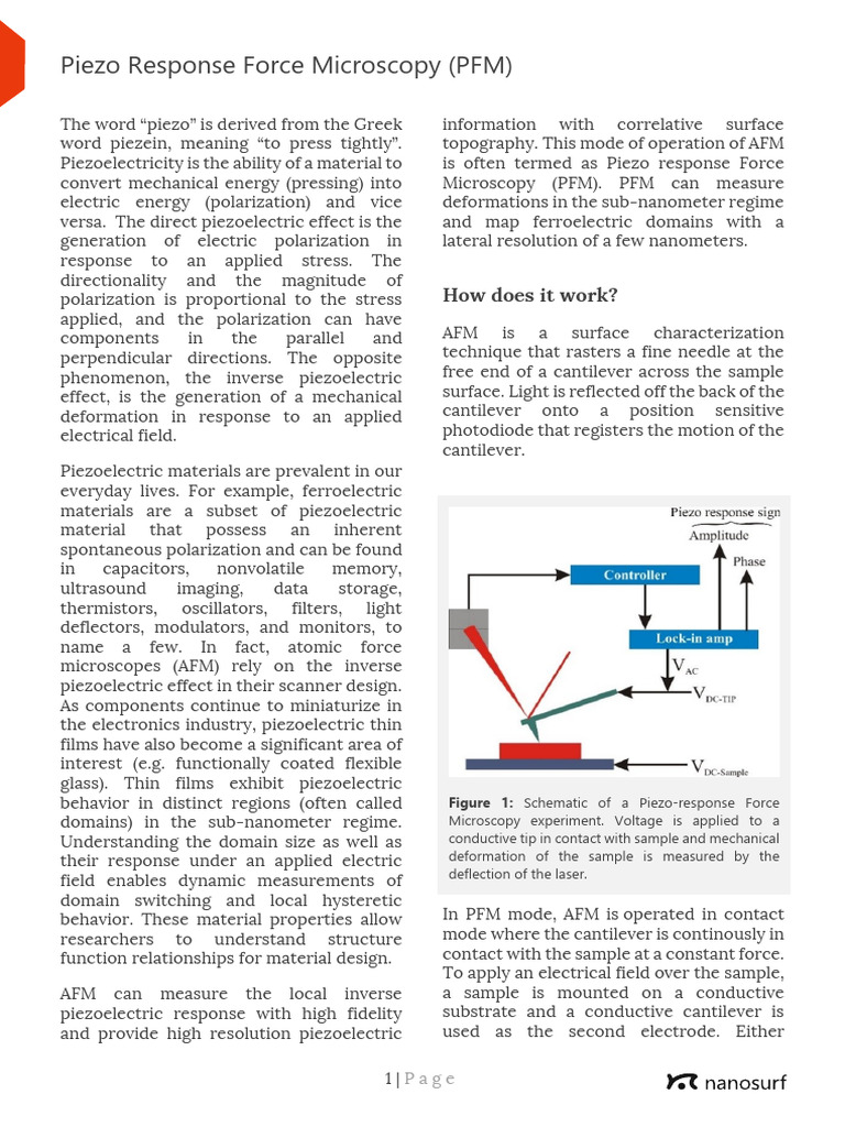 ApplicationNote Piezo Response Force Microscopy PFM | PDF | Atomic Force Microscopy ...