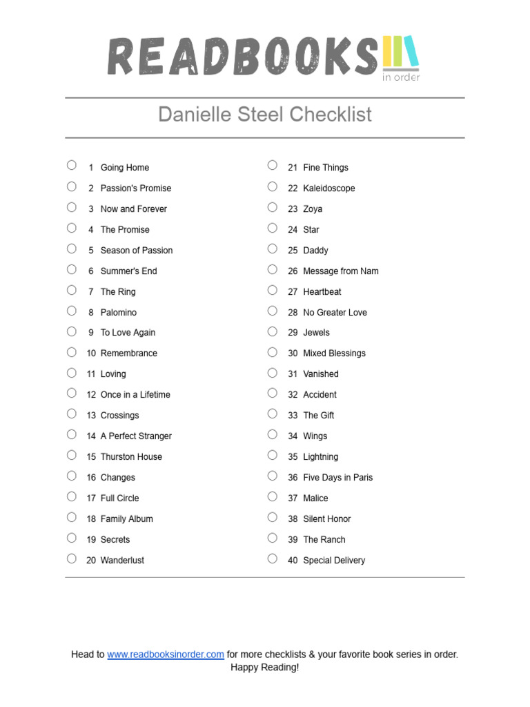 Danielle Steel Books Printable Checklist | PDF