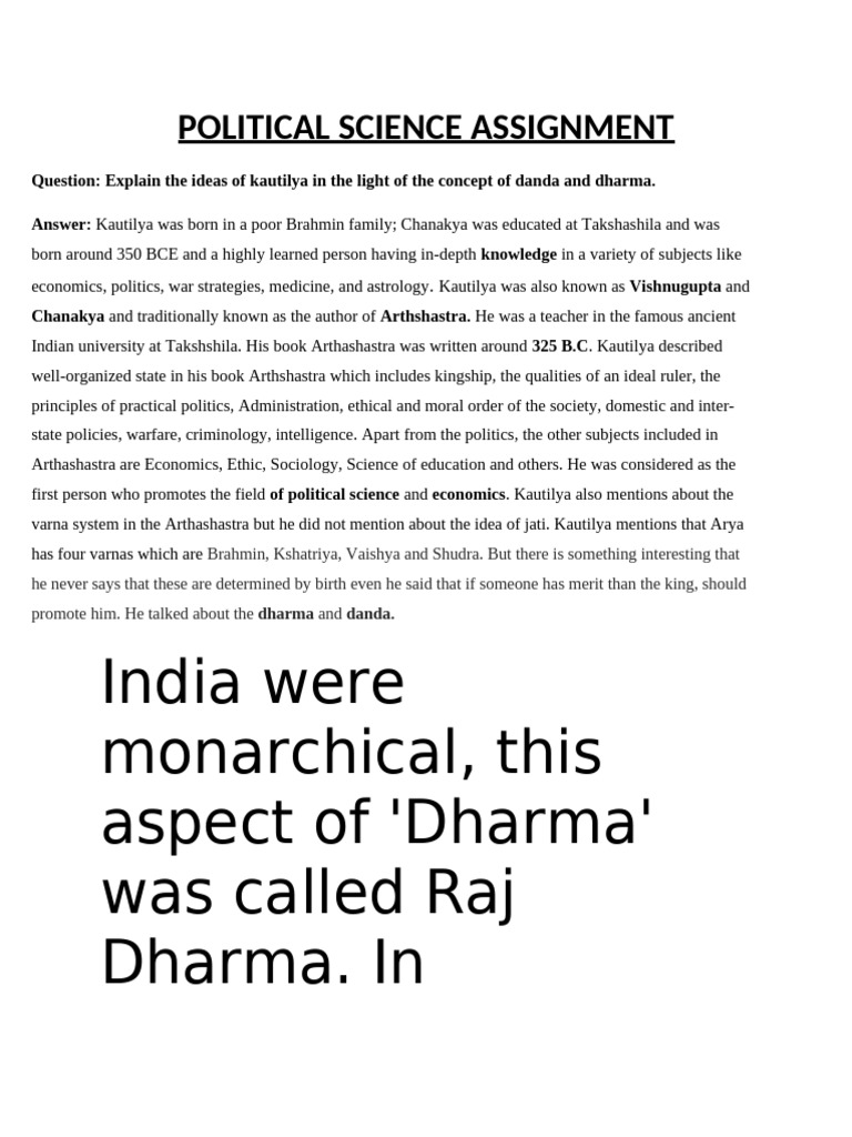 Political Science Assignment | PDF | Dharma