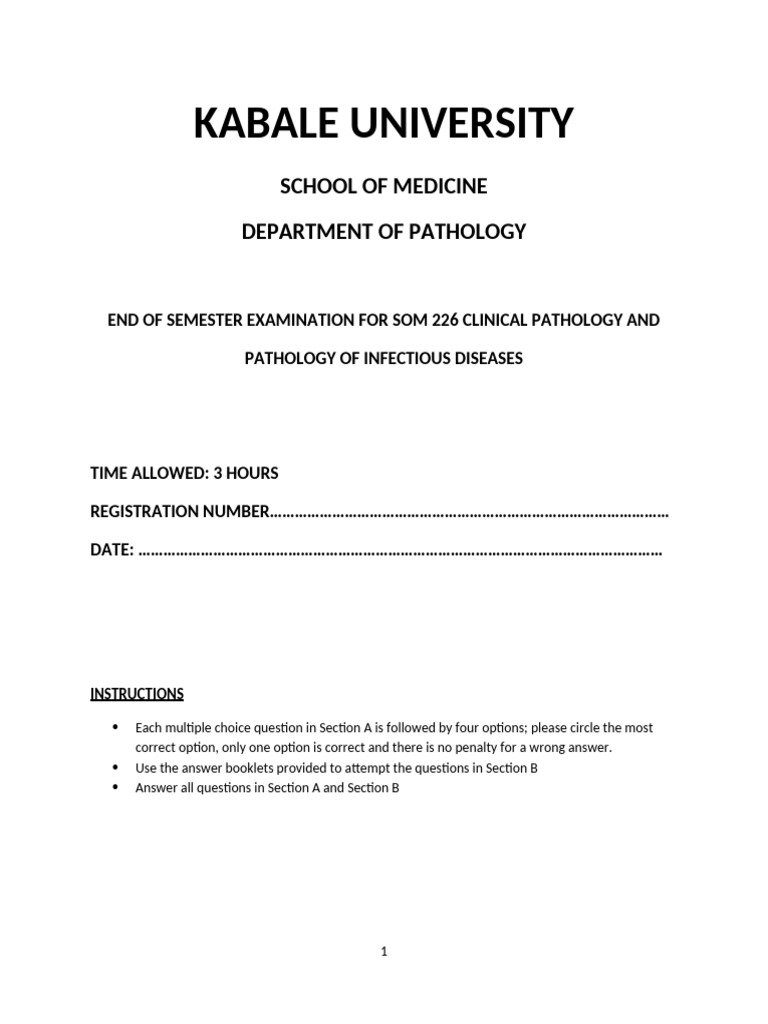 Clinical Patho End of Sem 2 2022 Jan | PDF | Infection | Diseases And Disorders