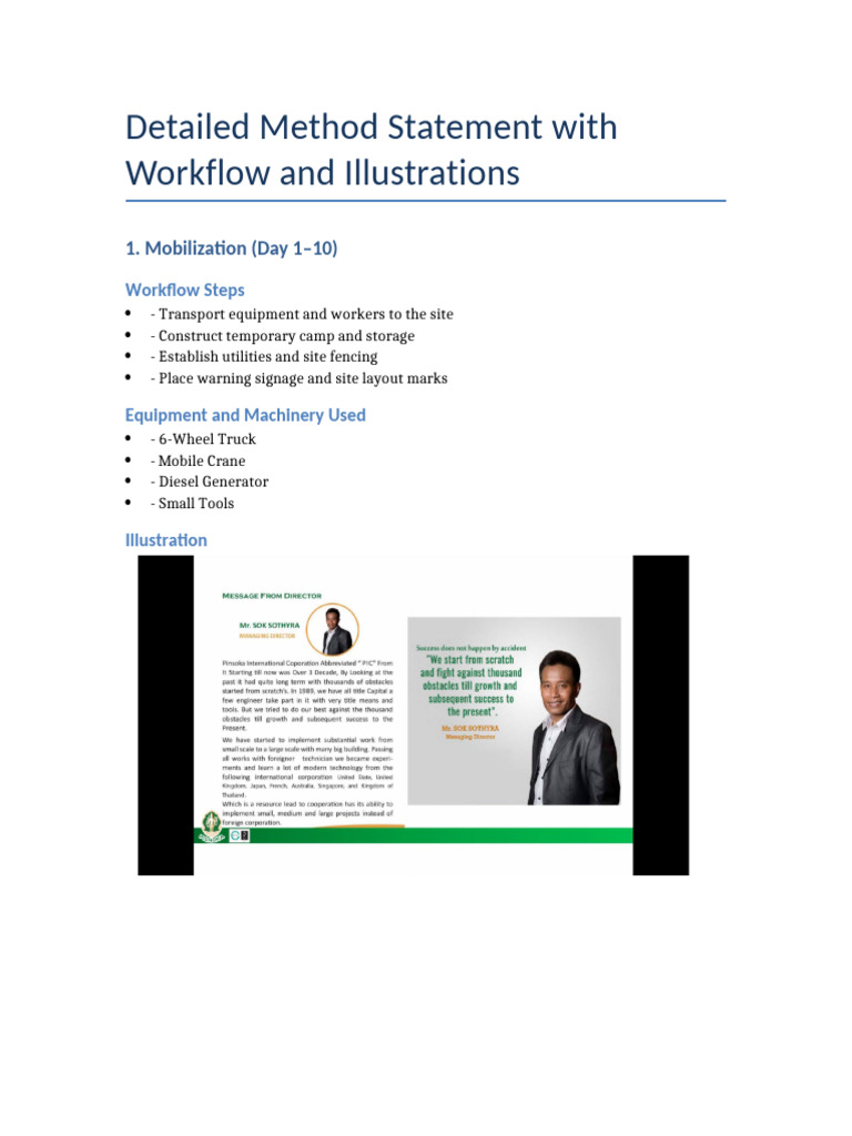 Visual Method Statement With Workflow Kompong Cham | PDF | Concrete ...