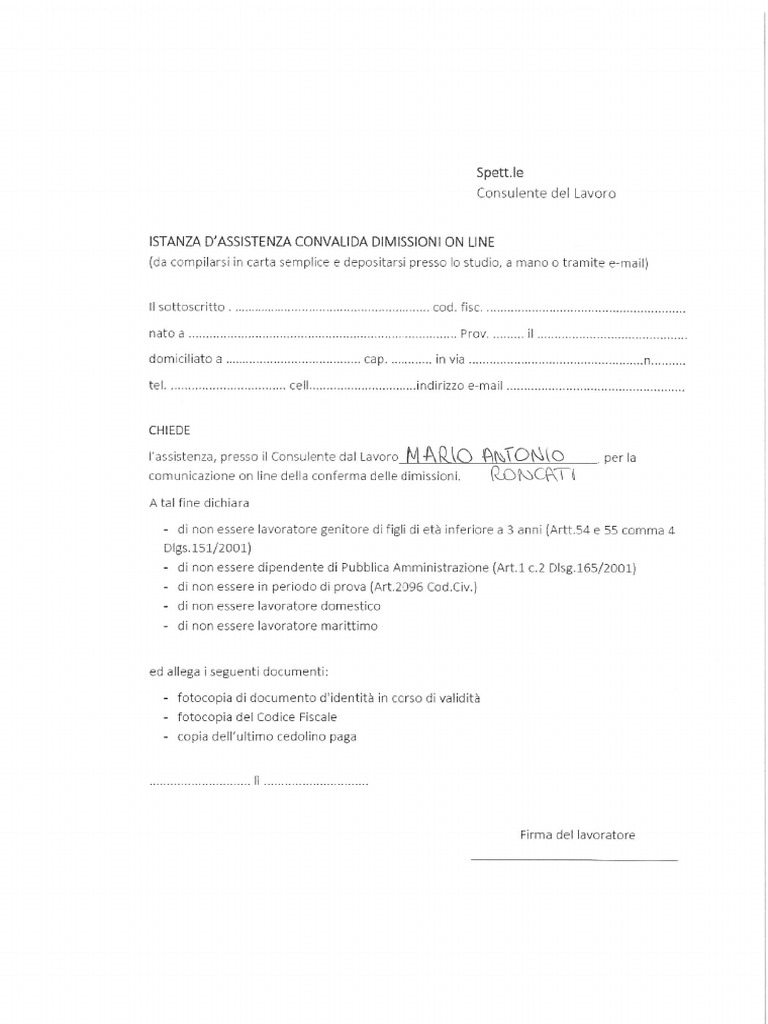 Delega Dimissioni Mario | PDF