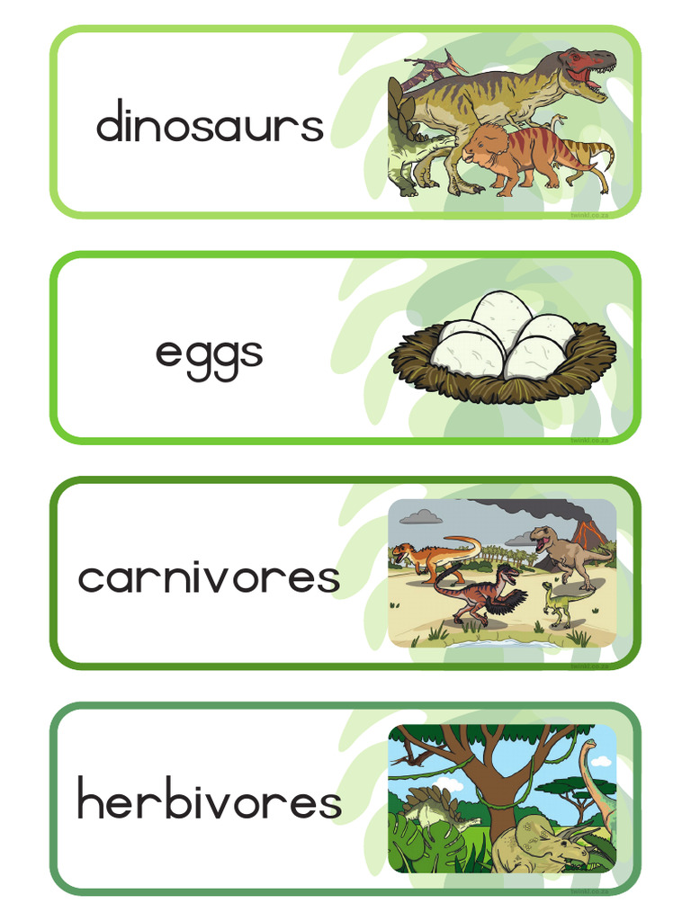 Dinosaur Word Cards For Fun Educational Learning | PDF
