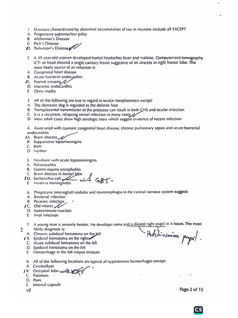 Pathology II Past Papers | PDF