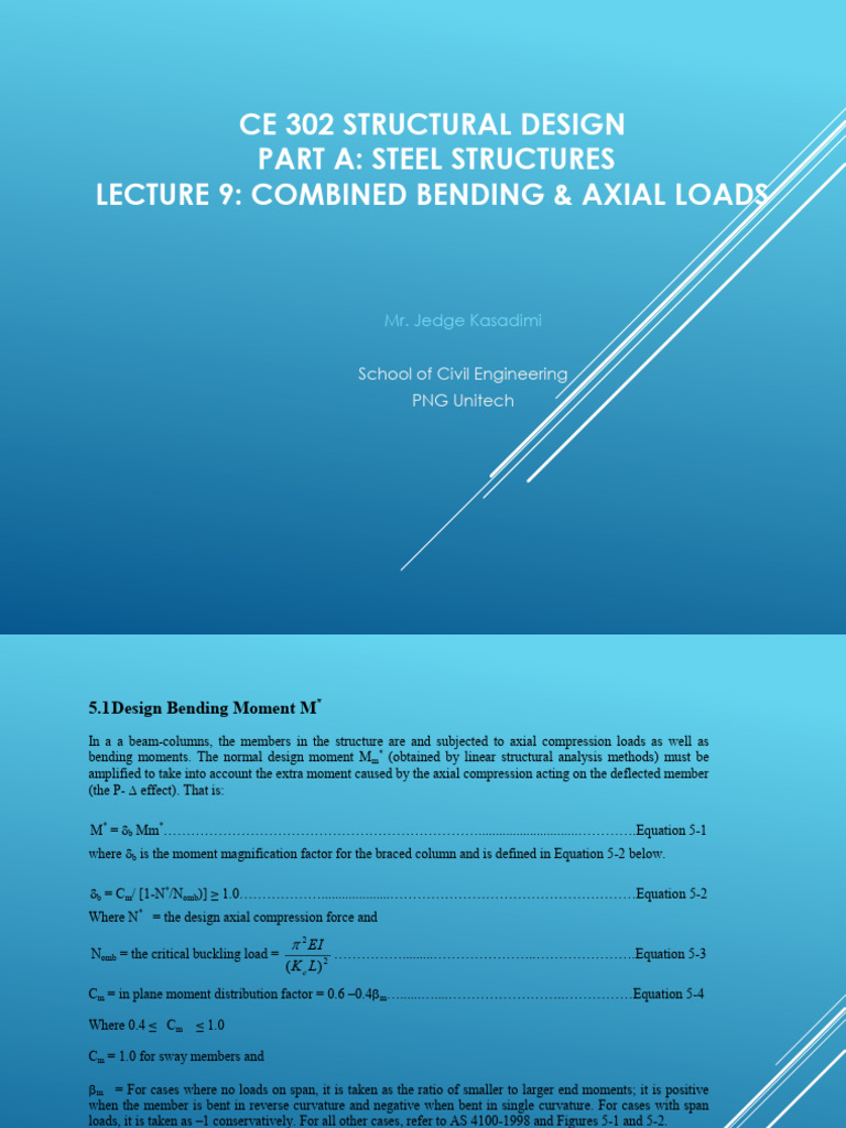 Combined Bending & Axial Loads in Steel Structures | PDF | Bending ...