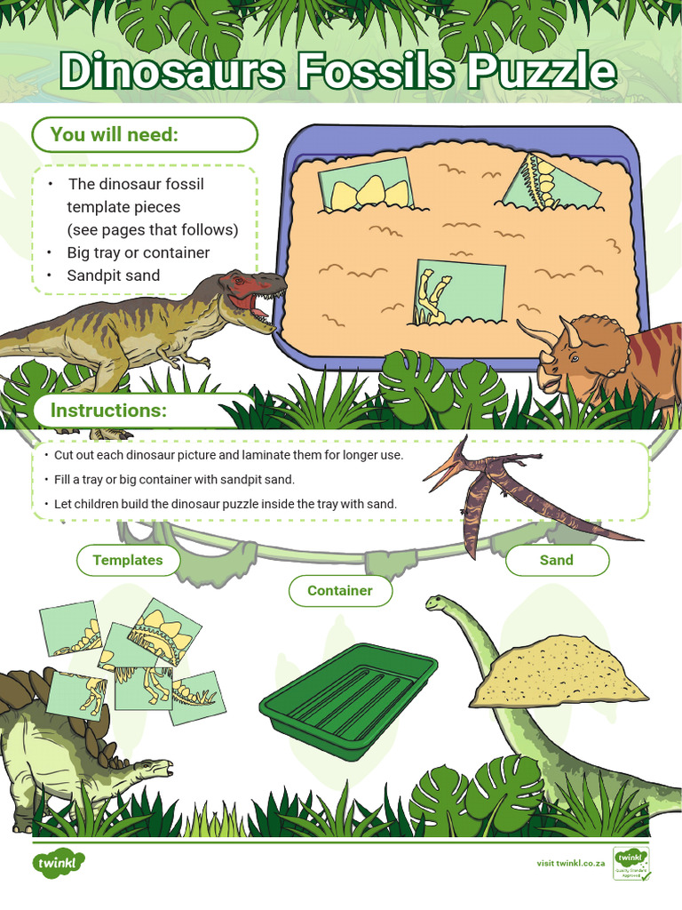 Dinosaur Fossil Puzzle Activity Guide | PDF