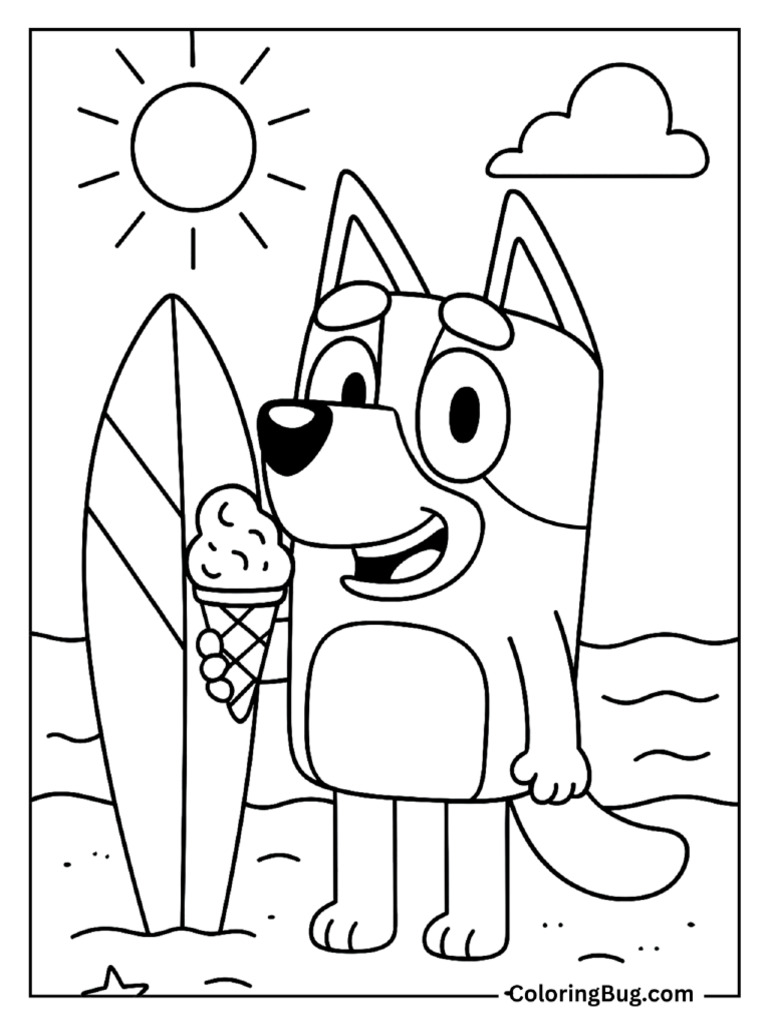 Bluey Before Going Surfing Coloring Page | PDF