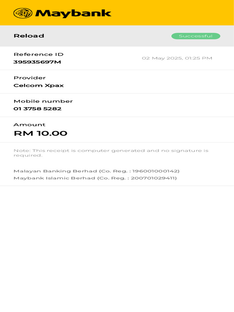 Celcom Xpax Payment Receipt | PDF