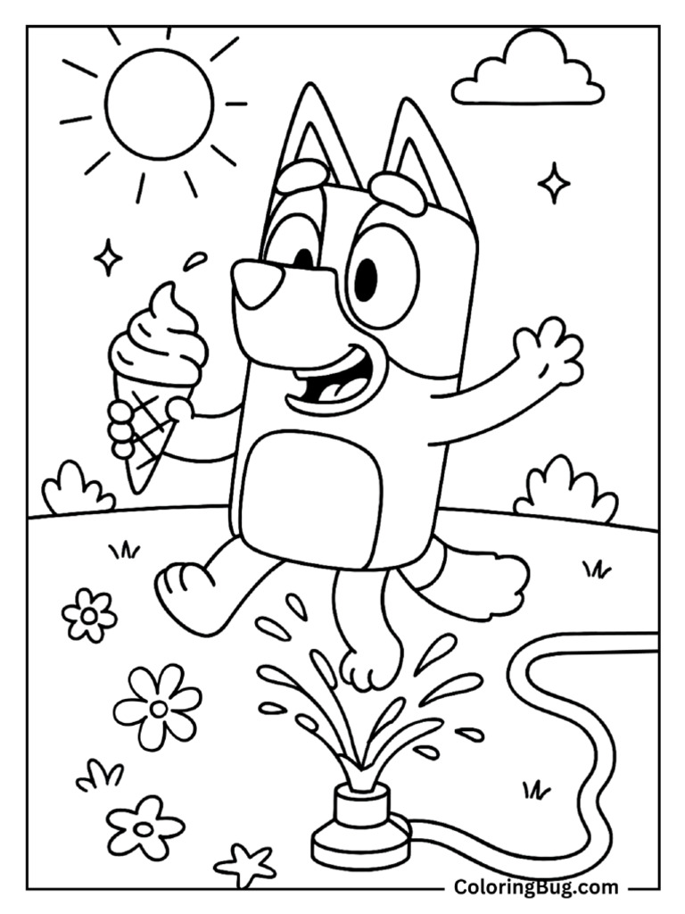 Bluey-Dancing-Around-a-Sprinkler-Coloring-Page | PDF