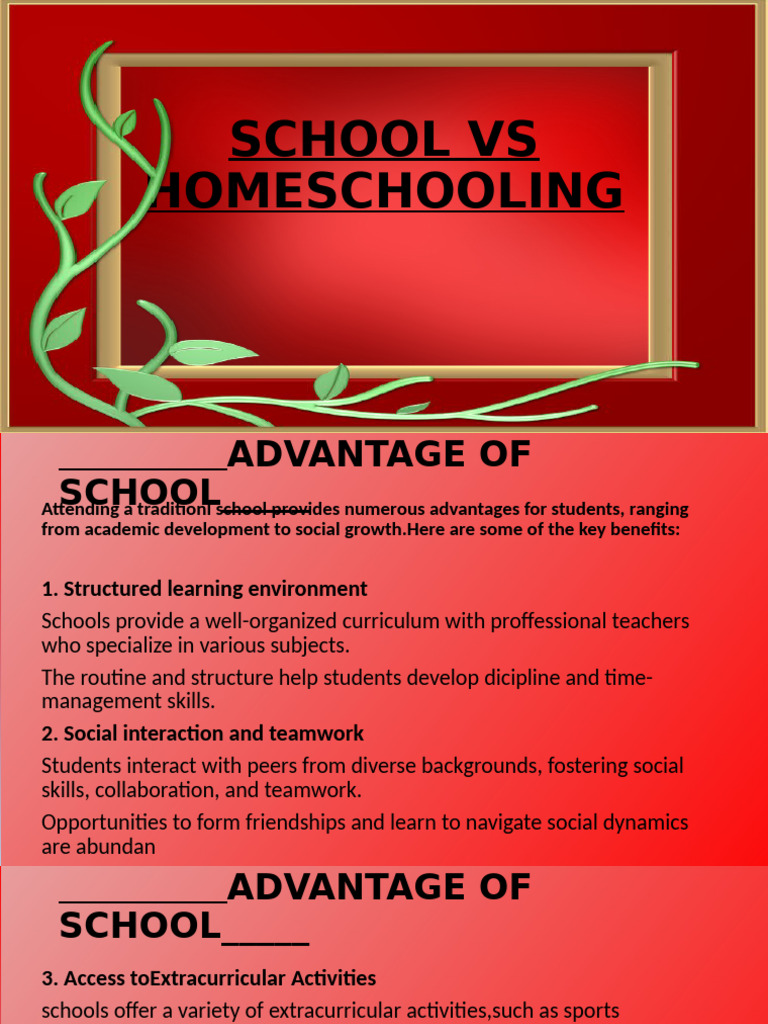 School Vs Homeschooling | PDF | Homeschooling | Schools