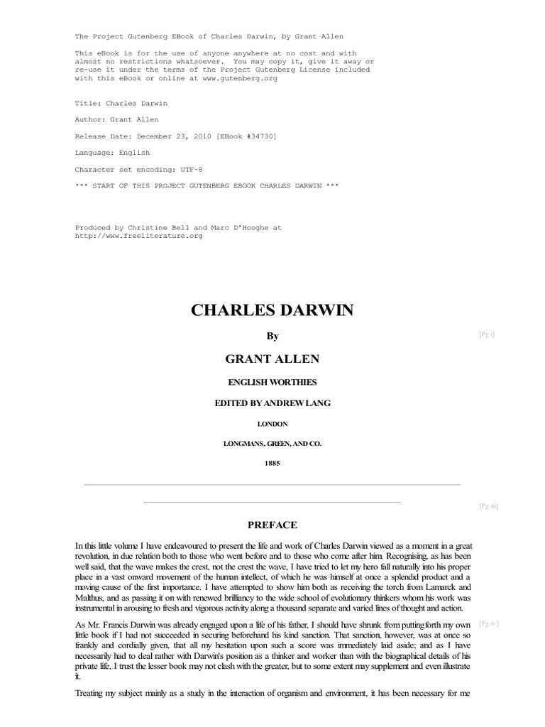 Charles Darwin by Grant Allen - PDF Room | PDF | Charles Darwin | On ...