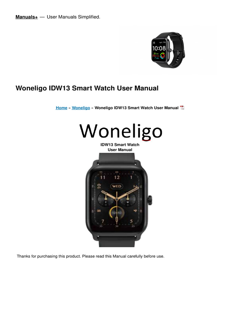 IDW13 Smart Watch User Manual | PDF | Electromagnetic Interference ...