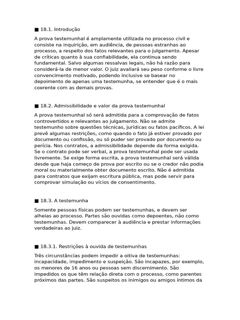 Prova Testemunhal no Processo Civil | PDF | Prova (jurídico) | Justiça