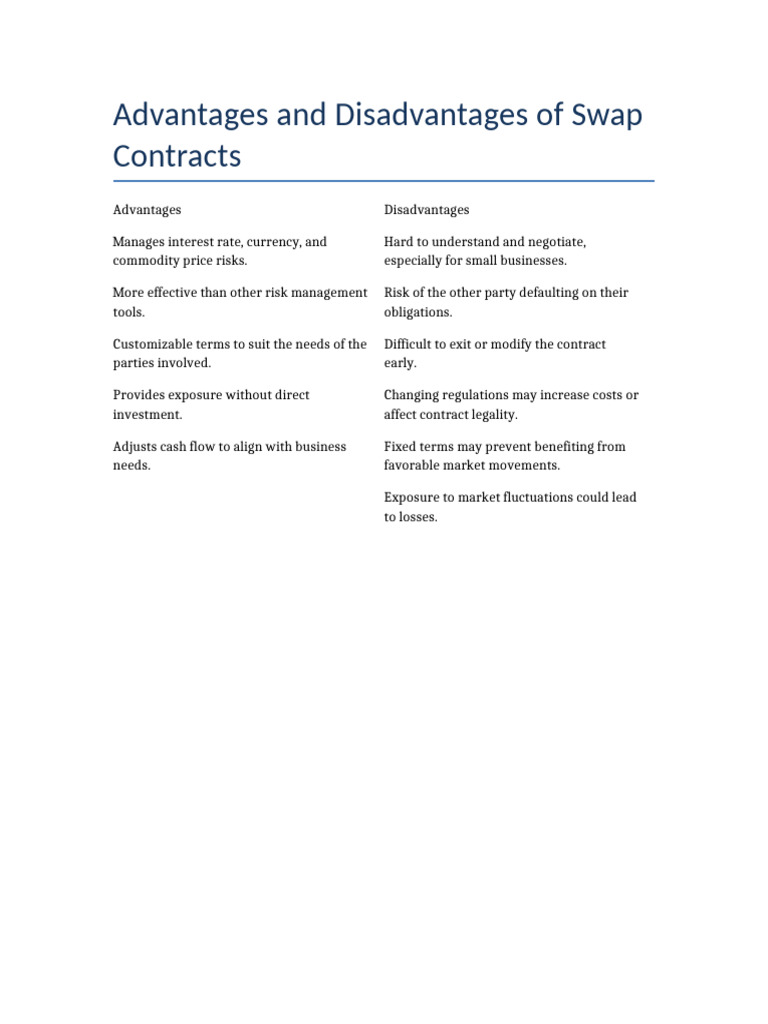 Swap Contracts Advantages Disadvantages Formatted | PDF