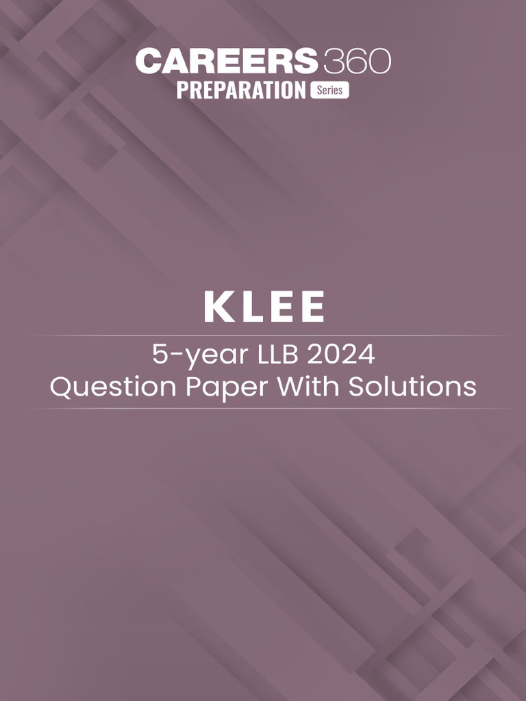 KLEE 5-Year LLB 2024 Question Paper With Answer Key - 1748109383094 | PDF