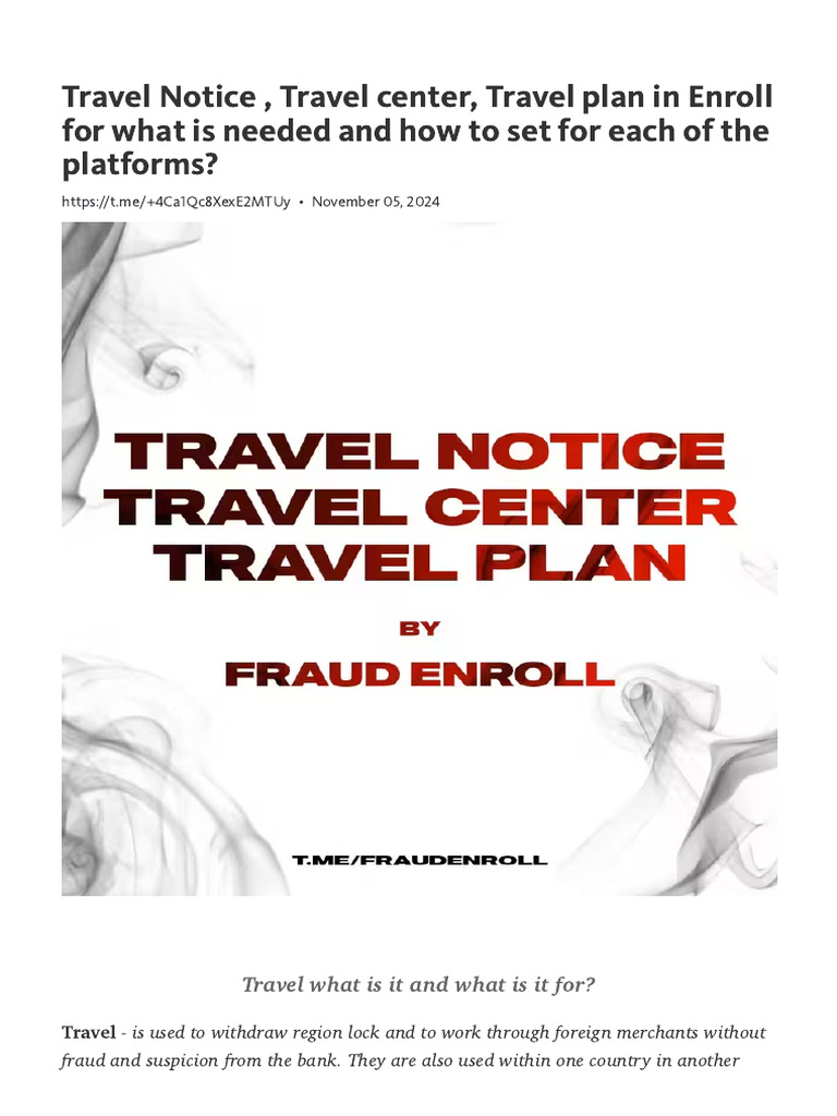 Travel Notice, Travel Center, Travel Plan in Enroll For What Is Needed ...