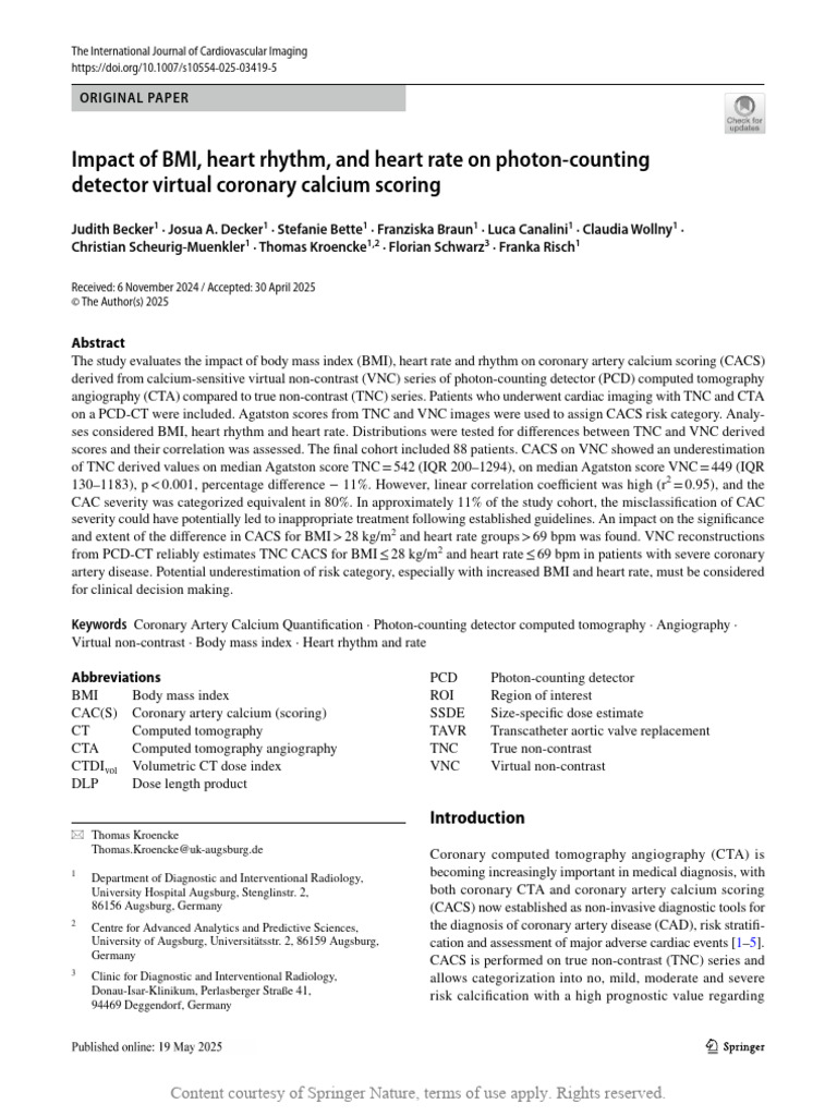 Impact of BMI Heart Rhythm and Heart Rate On Photo | PDF | Ct Scan ...