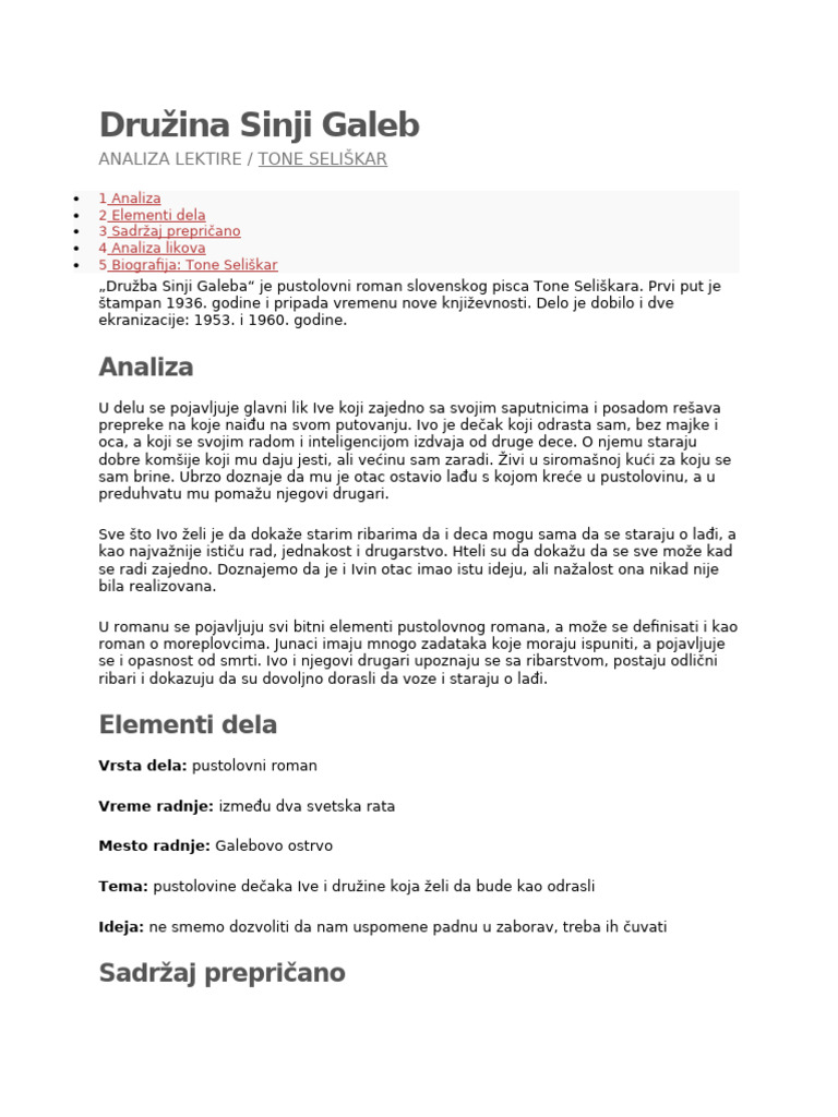 Družina Sinji Galeb | PDF