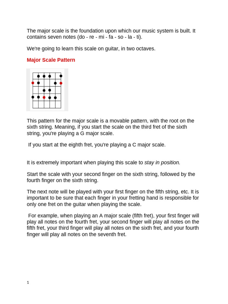 Positions of The Major Scale | PDF