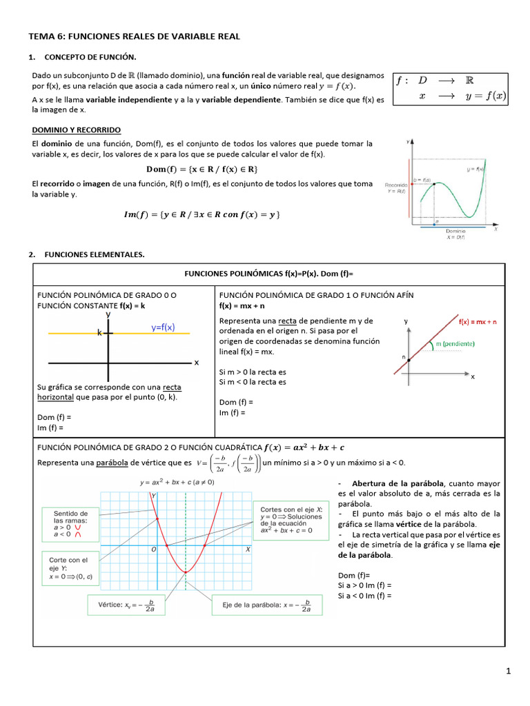 Tema 6 | PDF | Función (Matemáticas) | Variable (Matemáticas)