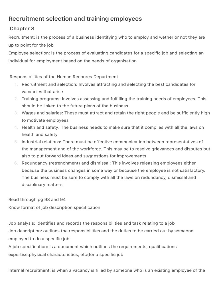 Recruitment Selection and Training Employees | PDF | Employment ...
