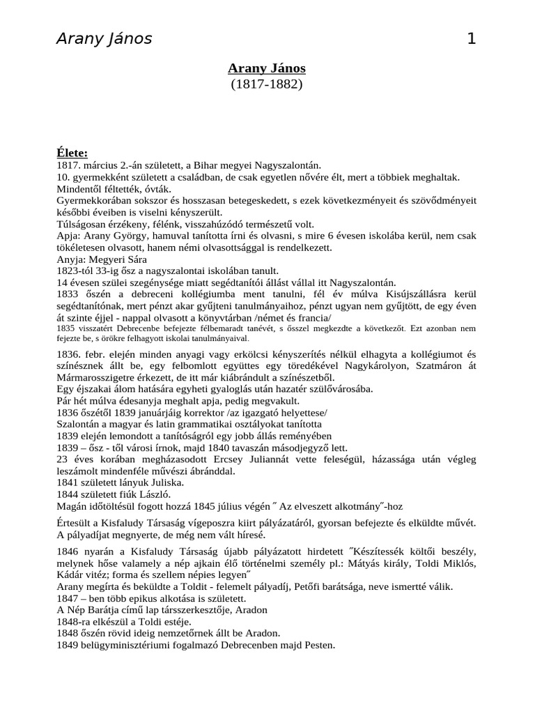 arany-janos-1817-1882 | PDF