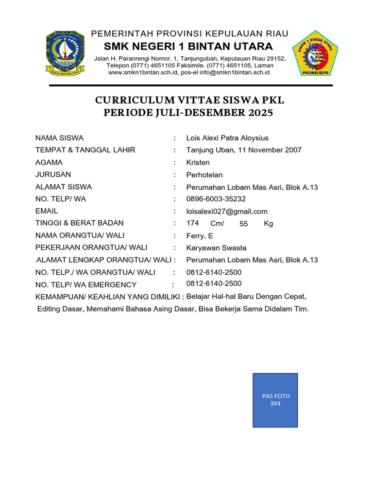 CV SISWA PKL 2025.pdf - 20250516 - 081017 - 0000 | PDF