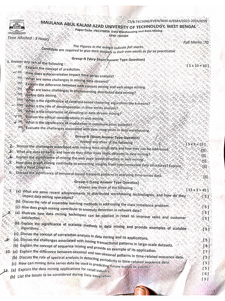 6th sem CSE _2024_questions | PDF