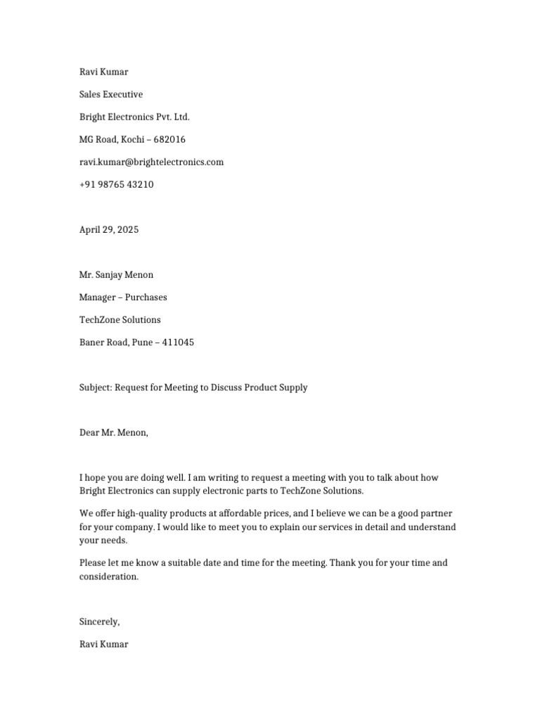 Sample Business Letter | PDF