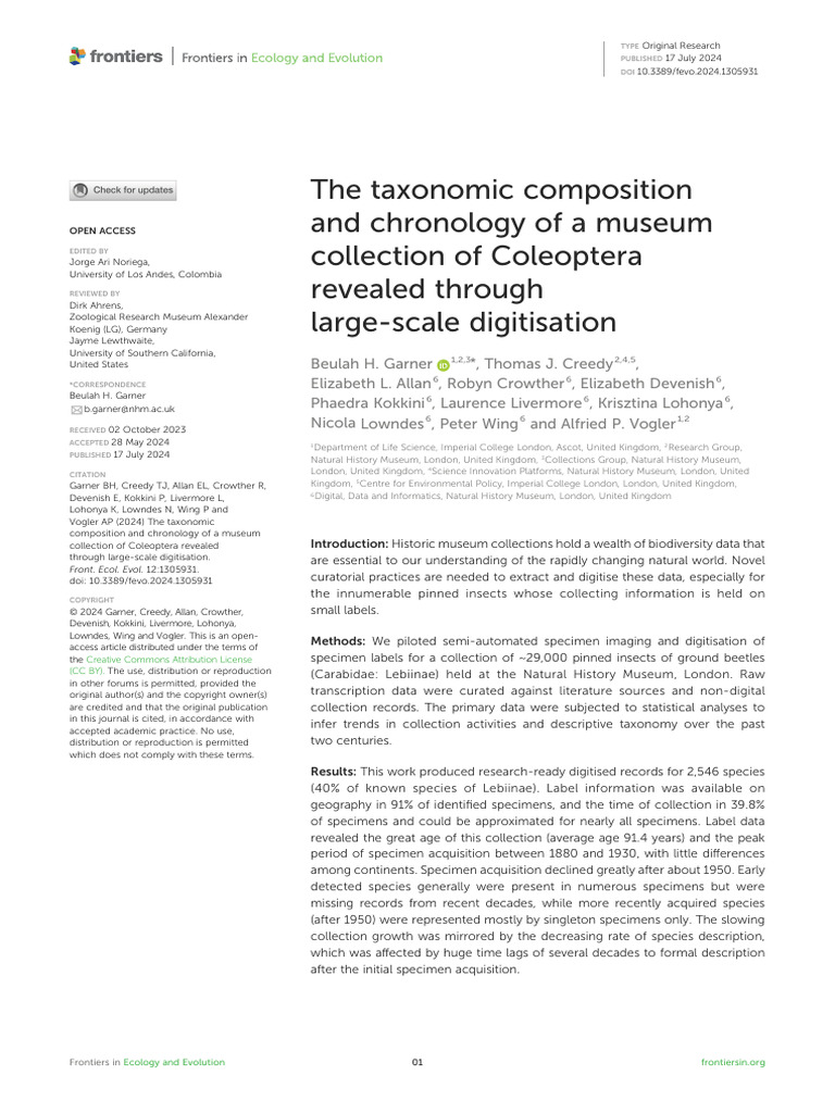 The Taxonomic Composition and Chronology of A Muse | PDF | Biodiversity ...