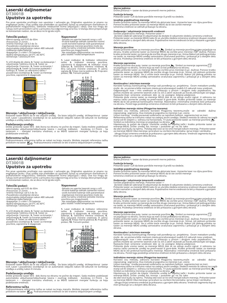 Laserski Daljinometar DT3001B | PDF