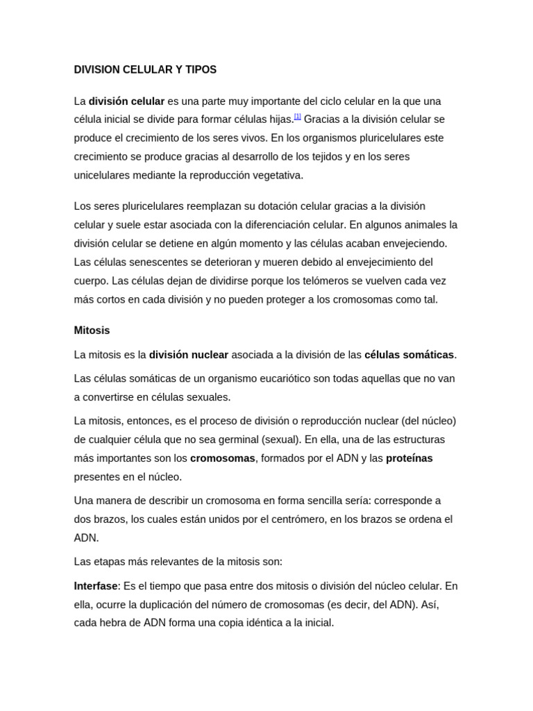 Tipos de División Celular: Mitosis y Meiosis | PDF | Mitosis | Mitosis