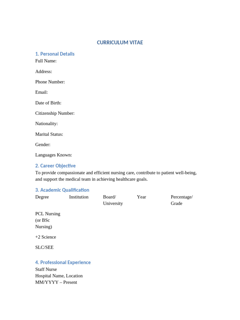 Nurse CV Format Nepal (1) | PDF