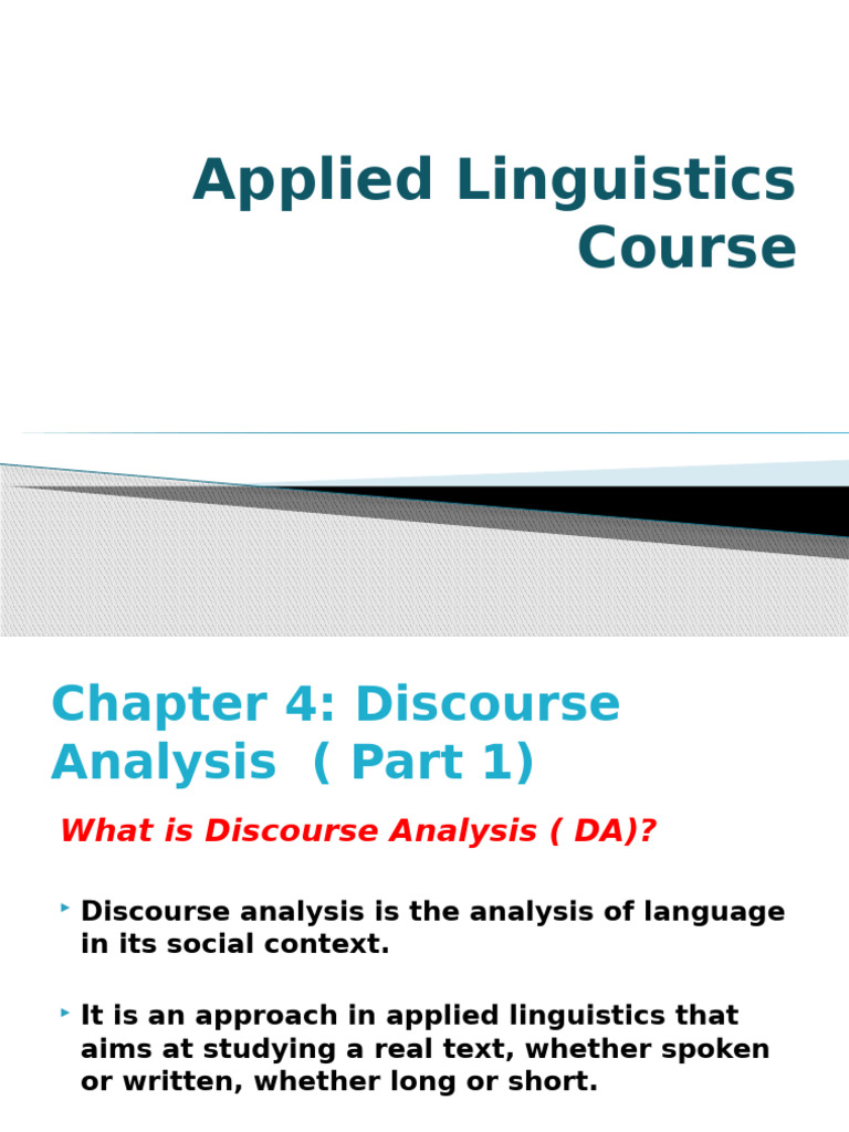 Applied Linguistics 3rd Year Edu.+Basic Edu. Ch.4 (Part 1) | PDF | Discourse | Communication