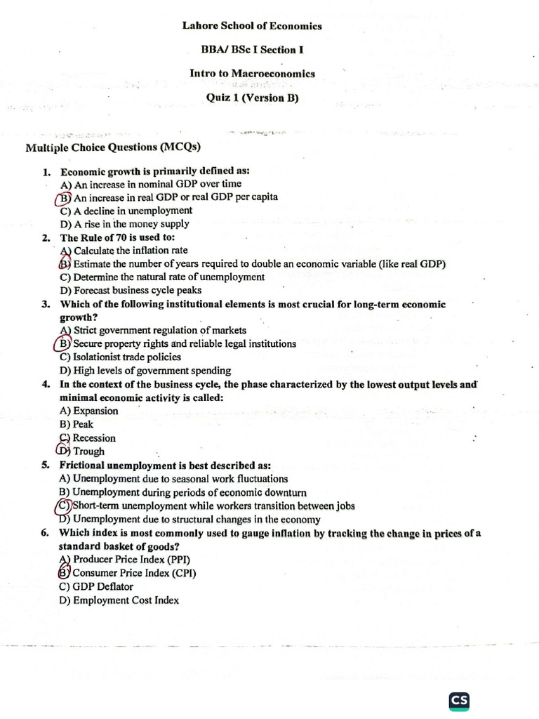 Quiz 1 Version B | PDF