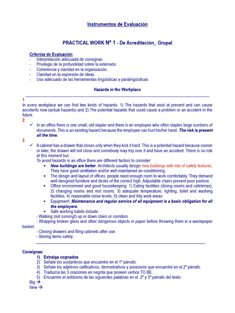Practical Work 1. Inglés I. .25 | PDF | Adjetivo | Lingüística